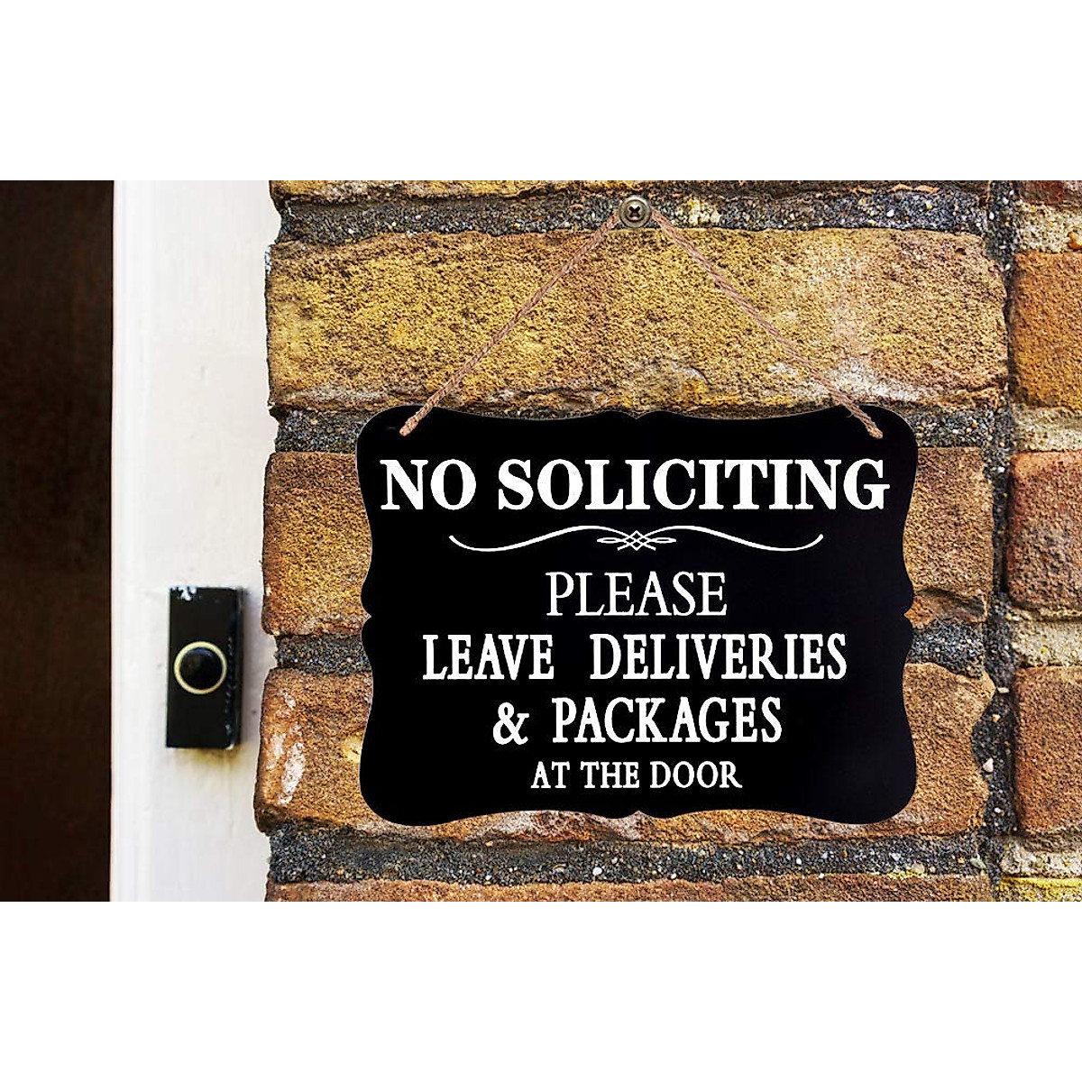 WaaHome Please Leave Deliveries and Packages At The Door Sign, No Soliciting Sign for House Home Door Business, 6''x8''