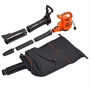BLACK+DECKER Electric Leaf Blower, Leaf Vacuum and Mulcher 3 in 1, 250 mph Airflow, 400 cfm Delivery Power, Reusable Bag Included, Corded (BEBL7000)
