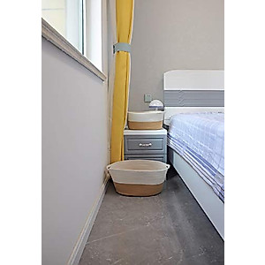 YUKIMOCOO Dog Toy Basket White Brown Cotton Rope Basket Shallow Cute Pet Toy Storage Bin Home Storage Woven Basket for Living Room Clothes Towel Blanket Item Storage Basket