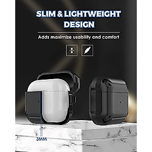 ProCase AirPods 3 Case 2021 with Keychain, Full-Body Rugged Protective Shockproof Carrying Case Cover for AirPods 3rd Generation -Black