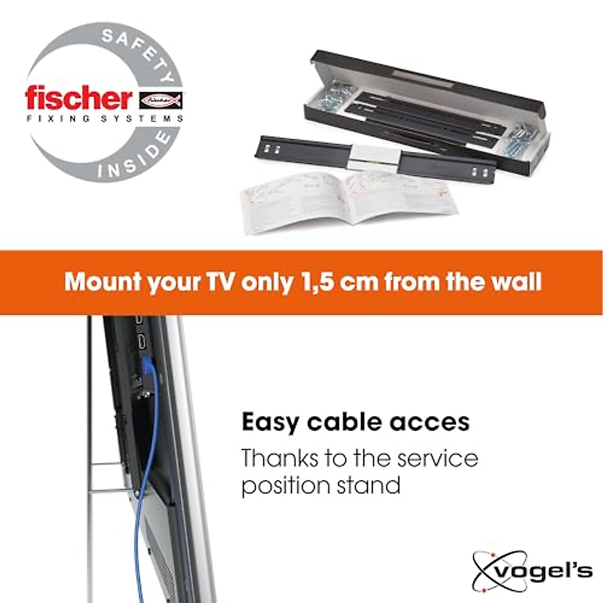 Vogel's THIN 405 flat TV wall mount for 26-55 inch TVs | Max. 55 lbs (25 kg) | Max. VESA 400x400 | Ultra slim TV wall mount | TÜV certified