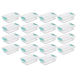Sterilite Small Clip Box Clear Stacking Storage Tote Container with Latching Lid for Home & Office Organization and Storage Solution, 18 Pack