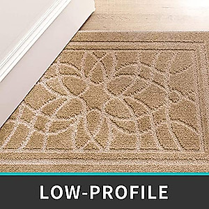 DEXI Front Door Mat for Home Entrance, 20"x32" Non-Slip Absorbent Floor Mats Low-Profile Washable Doormat for Entryway, Garage, Patio, Beige