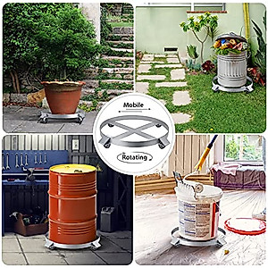 Rocktric Heavy Duty Drum Dolly 1000 Pound - Trash Can Dolly 55 Gallon Swivel Casters Wheel Steel Frame Dolly Cart Non Tipping Hand Truck Capacity Dollies