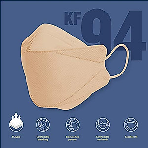 [BEIGE MASK][CLEAN WELL][10 Pack] ::KF94 Certified:: 4-Layers Face Safety Mask for Adult [Individually Packaged][Made in Korea]