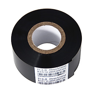 Chudeng 10 Rolls 30mm x 100m Black Thermal Transfer Ribbon Resin for Coder Printer Machine, Black Color Ribbon for Coding Machine
