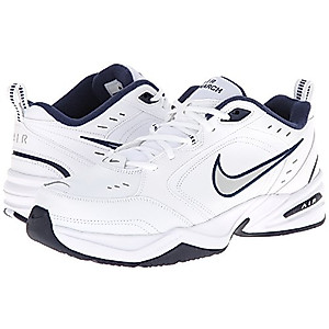 Nike Men's Air Monarch IV Walking Shoes, White/Metallic Silver/Navy, Size 12