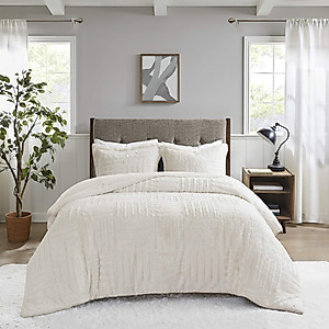 Madison Park Arctic Fur Down Alternative Comforter Mini Set, King/California King, Ivory