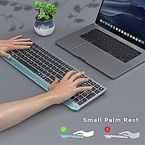 Backlit Bluetooth Keyboard Multiple Devices, Full Size Multi-Device Slim Rechargeable Bluetooth 5.1 Keyboard for Windows Mac OS Android, Backlit Wireless Keyboard for Laptop, Tablet, iPad, iPhone