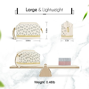 Travel Make up Bag Double Layer Cosmetic Bag Gift for Women Preppy Stuff Bag for Her Mom Girlfriend Wife Teacher 12 13 14 15 16 Years Old Teen Girl Gifts Trendy Smile (Beige)