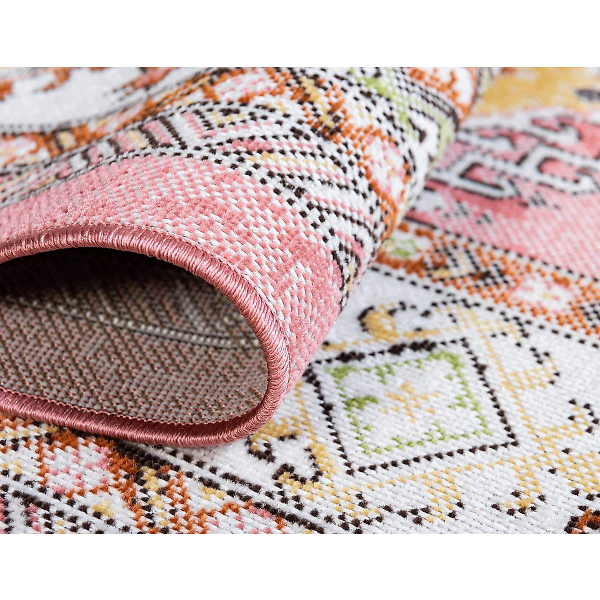 Unique Loom Aarhus Collection Area Rug - Southwestern (5' 1" x 7' 10" Rectangle, Rose/ Green)