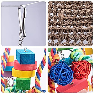 Bird Toys, Parrot Foraging Wall Toy, Edible Seagrass Woven Hammock Swing Perch with Colorful Chewing Toys for Lovebirds, Finch, Parakeets, Budgerigars, Conure, Cockatiel, Canary, Amazon, African Grey