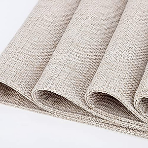 SLKQG Cloth Placemats Set of 6 - Double Thickened Easy to Clean Linen Style Fabric Placemats - Machine Washable Placemats- Heat Resistant Non-Slip Table Mats - 17.7x11.8 Inch(Linen, 6pcs)