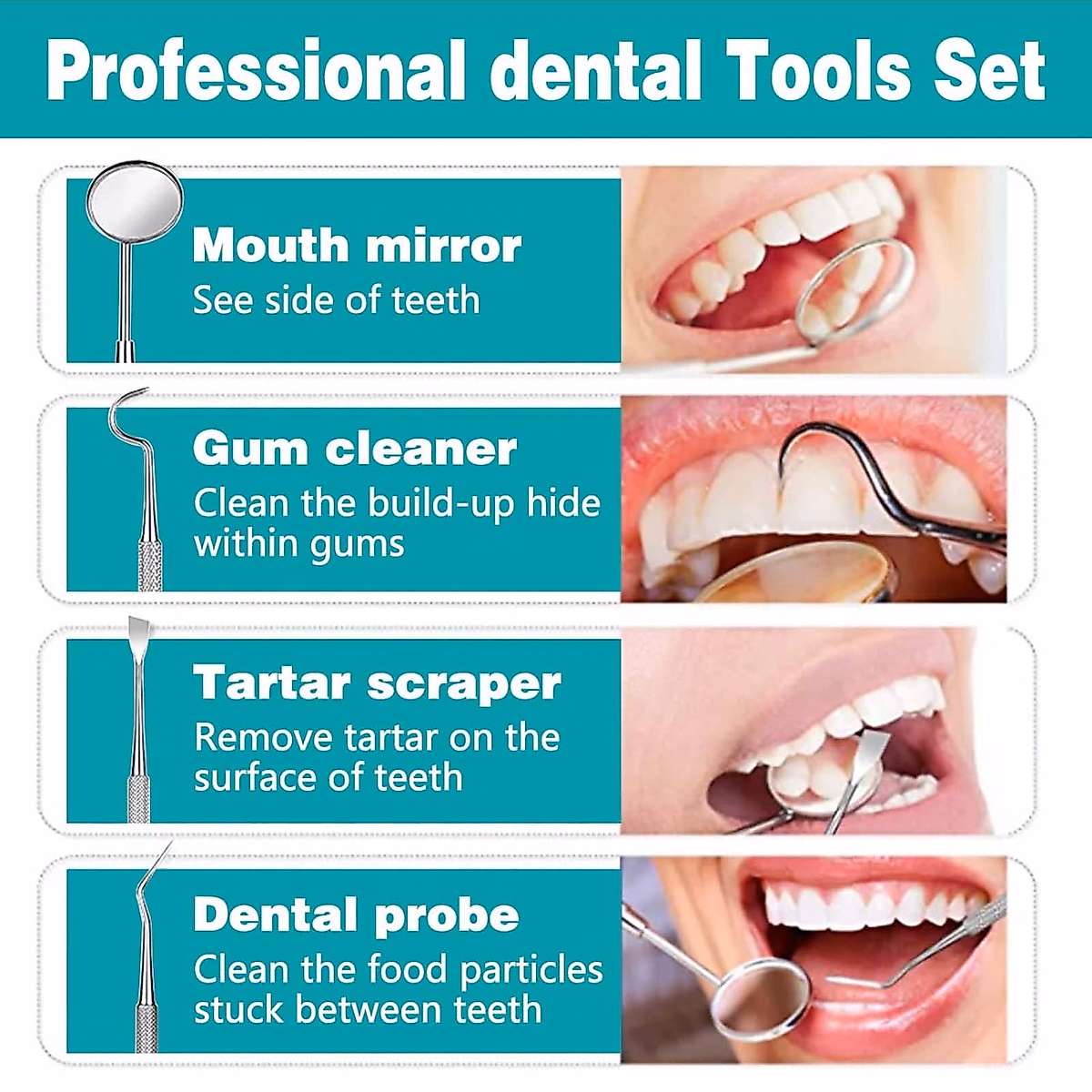 Ganbaro Moldable False Teeth, Teeth Repair Kit, Tooth Repair Granules, Temp Tooth Beads with 4 Dental Tools, Snap On Instant and Confident Smile