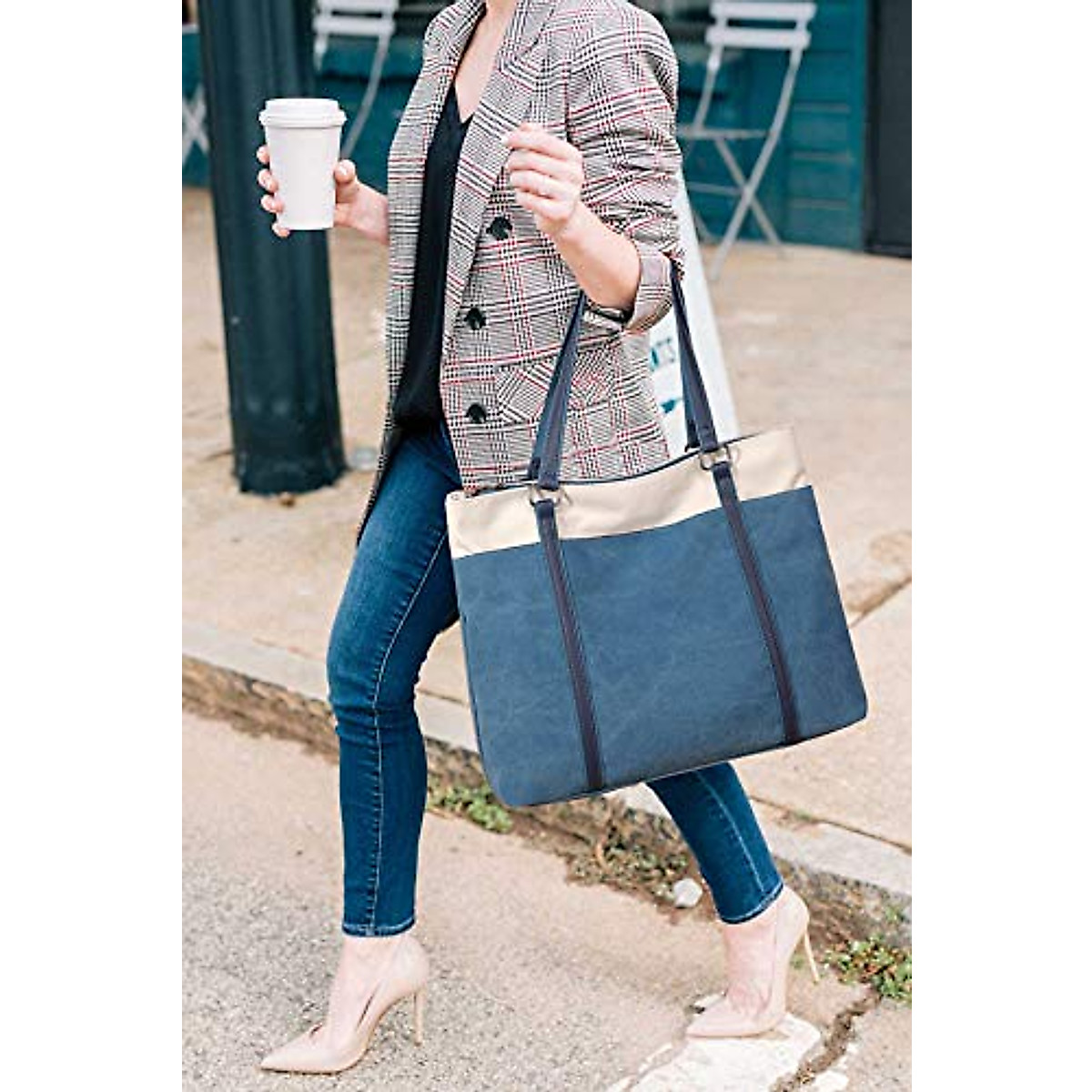 Women's Work Bag with Laptop Compartment Zipper Pockets Large Teacher Totes Purse