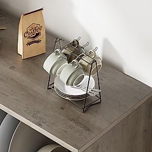 IDEALHOUSE Coffee Bar Cabinet, Farmhouse Sideboard Buffet Cabinet with Storage, Wine Liquor Bar Cabinet with Metal Sliding Door, Wood Accent Cabinet for Kitchen, Dining Room, Living Room, Grey