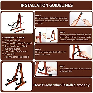 Neboic Ukulele Stand, Wood Violin Stand with bow holder, Wooden Stand for Mini Small Guitars, Banjo and Mandolin (Cherry)