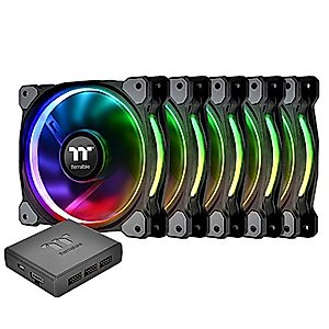 Thermaltake Riing Plus 12 RGB TT Premium Edition 120mm Software Enabled Circular 12 Controllable LED Ring Case/Radiator Fan - Five Pack - CL-F054-PL12SW-A