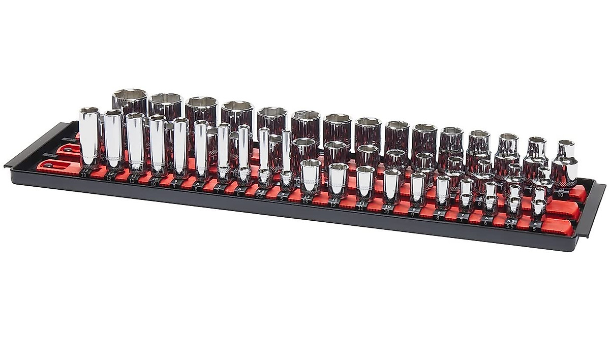 Ernst Socket Boss: A Premium 3-Rail Multi-Drive Socket Organizer in Red ...