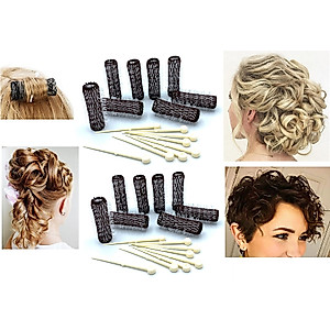 16 pc Vintage Style Hair Roller Mini Small Brush Rollers Mesh Curlers Bristles 2"x 1/2" Flexible Locking Pins Small Curls Short Hair