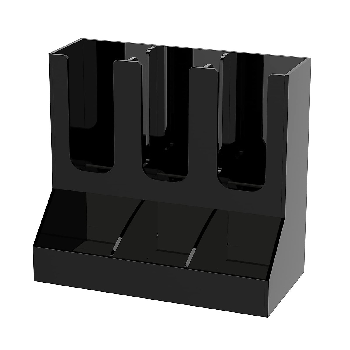 Richboom Cup and Lid Organizer, 6 Compartments with 2 Removable Dividers Coffee Station Countertop Cup Dispenser Condiment Organizer Accessories Caddy for Breakroom, Office, Home - Black