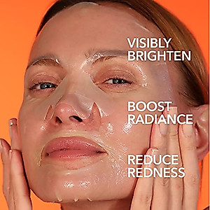 Dr Dennis Gross Vitamin C Lactic Biocellulose Brightening Treatment Mask, Revive Dry, Visibly Damaged Skin, 4 Pack