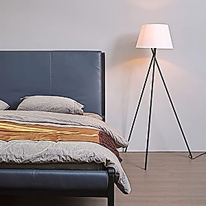 Globe Electric 67519 Allen 59" Floor Lamp, Matte Black, White Linen Shade, On Off Switch on Socket