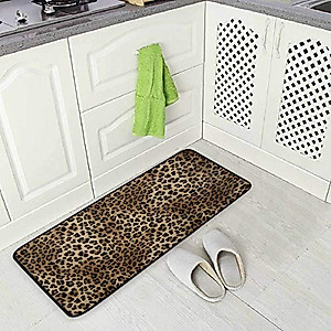 Sexy Leopard Print Kitchen Rug Floor Comfort Mats Bath Rugs Entryway Welcome Non Slip Area Rug for Bedroom Living Room Doormats Home Decor 39" X 20"