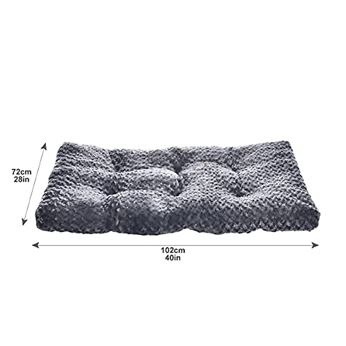 Amazon Basics Plush Pet Bed and Dog Crate Pad, Large, 40 x 27 x 3.5 Inches, Gray Swirl