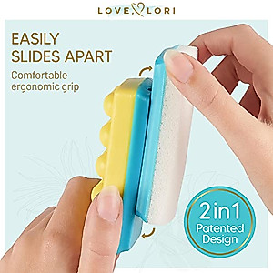 2-in-1 Pumice Stone for Feet & Foot Scrub Lemongrass Soap by Love Lori – Foot Pumice Stone Works as Foot Exfoliator Tool, Callus Remover, Foot Scrubber - Pedicure Kit Self Care Gifts for Women
