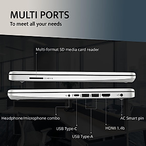 HP 2022 14 HD Laptop, Intel 11th Gen Core i5-1135G7, 32GB RAM, 1TB PCIe SSD, Intel Iris Xe Graphics, True Vision HD Camera, HDMI, Bluetooth, Windows 11, Natural Silver, 32GB Snowbell USB Card