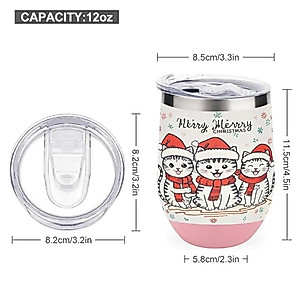 OPTKSNCU 304 Stainless Steel Insulated Cup with Lid, Christmas Cat Print Durable, And Easy to Clean – Ideal for Home, Office, And Gift Giving