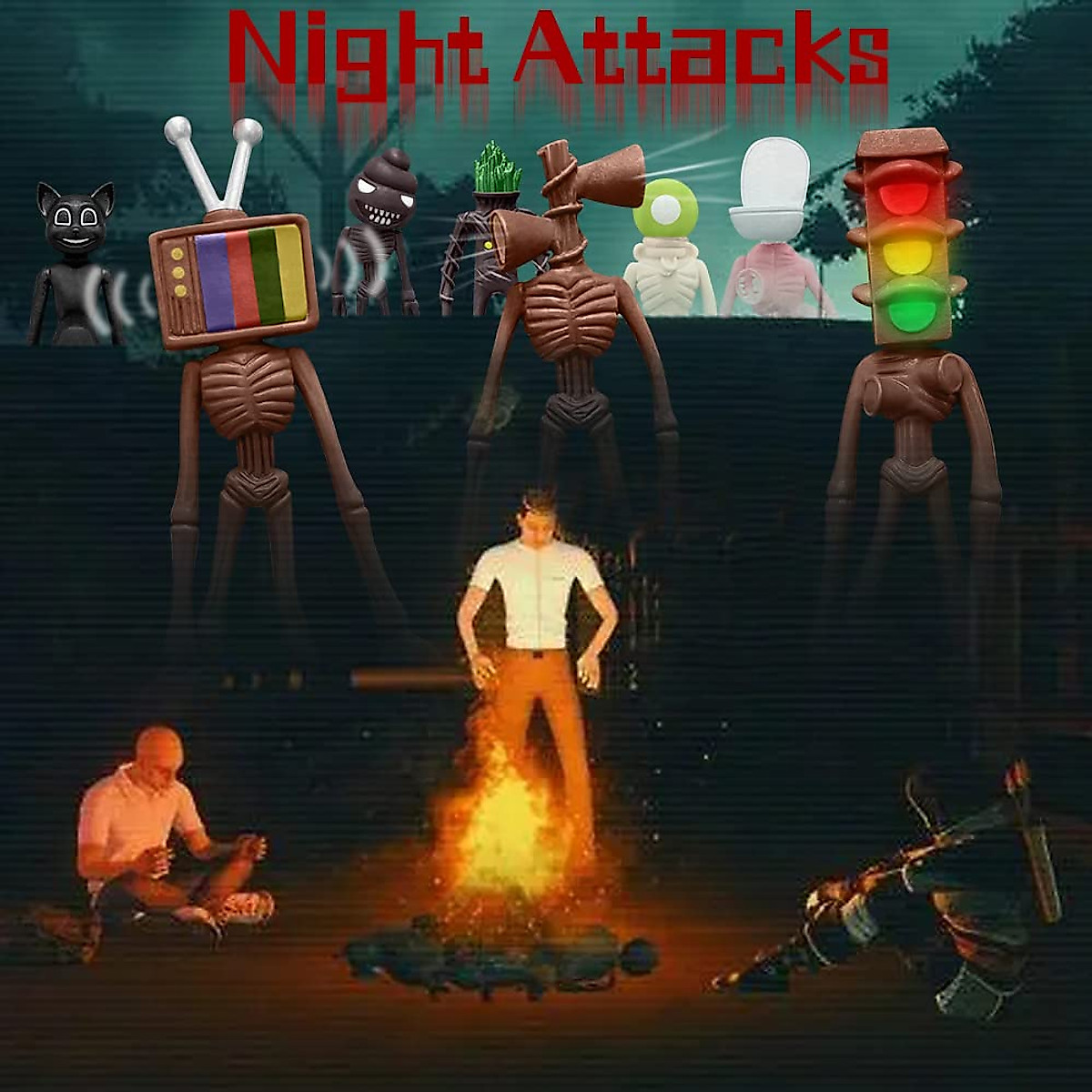 Keyron Action Figures, 8 Pcs Horror Character Toys Set for Birthday Party Cake Topper Centerpiece Decorations, Halloween Easter Christmas Ornaments, Creative Gift for Kids Boys Girls