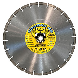 Delta Diamond Cougar HS 14 inch Diamond Blade, Premium, Segmented, General Purpose Dry or Wet Cutting of Concrete, Block, Paver, Brick (14" X 1"-20mm Arbor)
