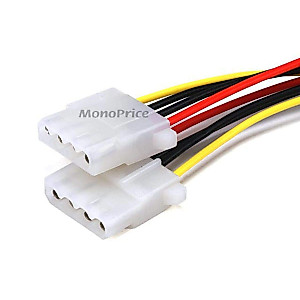 Monoprice Molex (5.25 Male) / Molex(2X 5.25 Female) Power Splitter Cable - 8in
