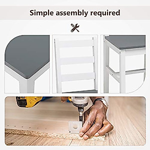 Alohappy Dining Table Set Wood Kitchen Table Dining Table and Chairs 3PCS for 2 Person for Saving Space Dinning Room Restaurant Pub, Grey