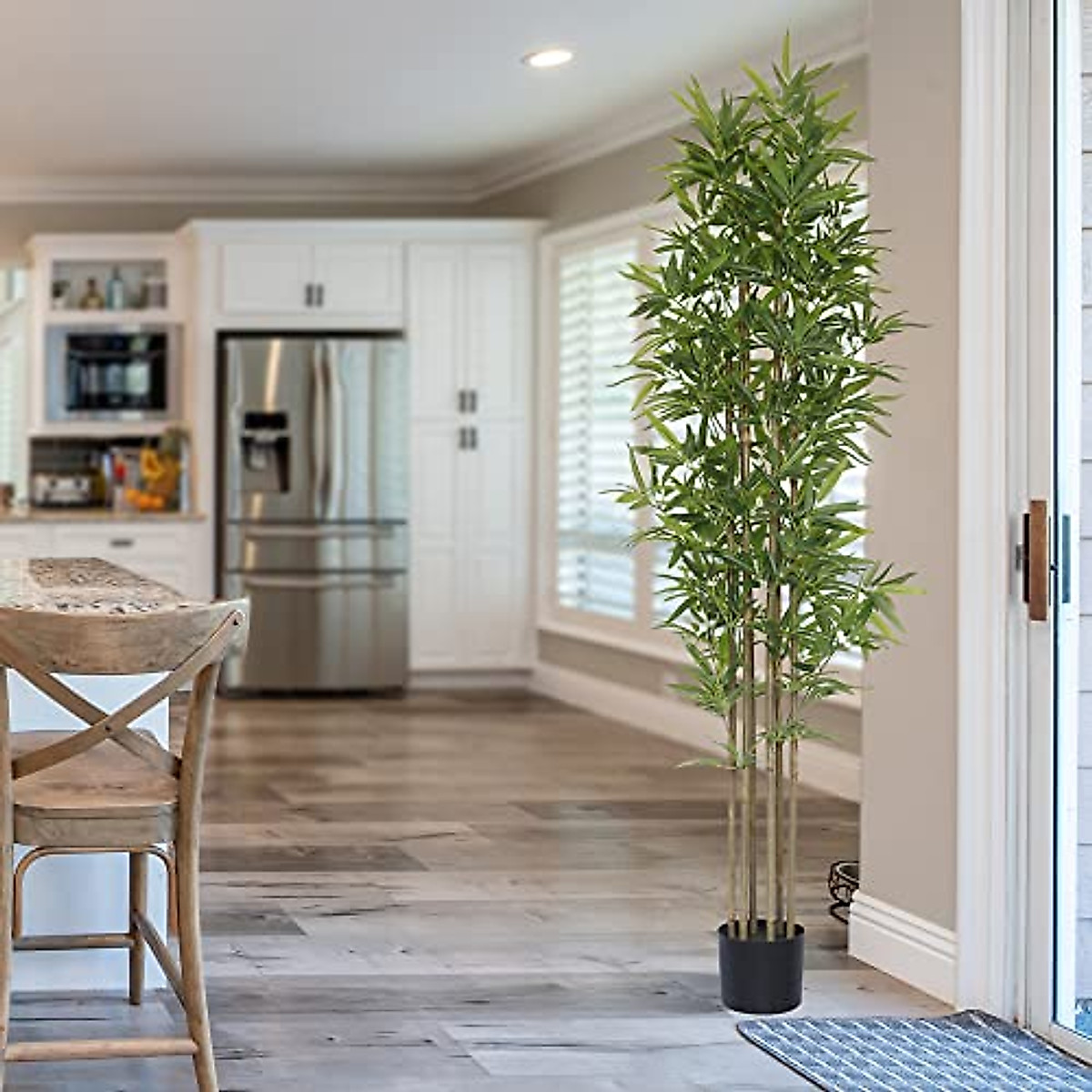 SOFTFLAME 6ft Bamboo Artificial Tree, Faux Bamboo Plant, Artificial Plant with 6 Trunks, Ideal for Home Office Indoor Decoration