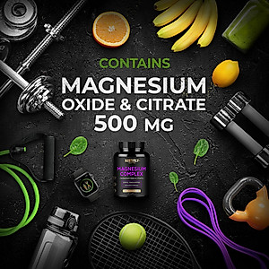 Magnesium Complex and Turmeric Curcumin with BioPerine&Ginger - Magnesium Citrate 500MG - Muscle Relaxation, Sleep and Energy, Bone Density and Strength, Hearth
