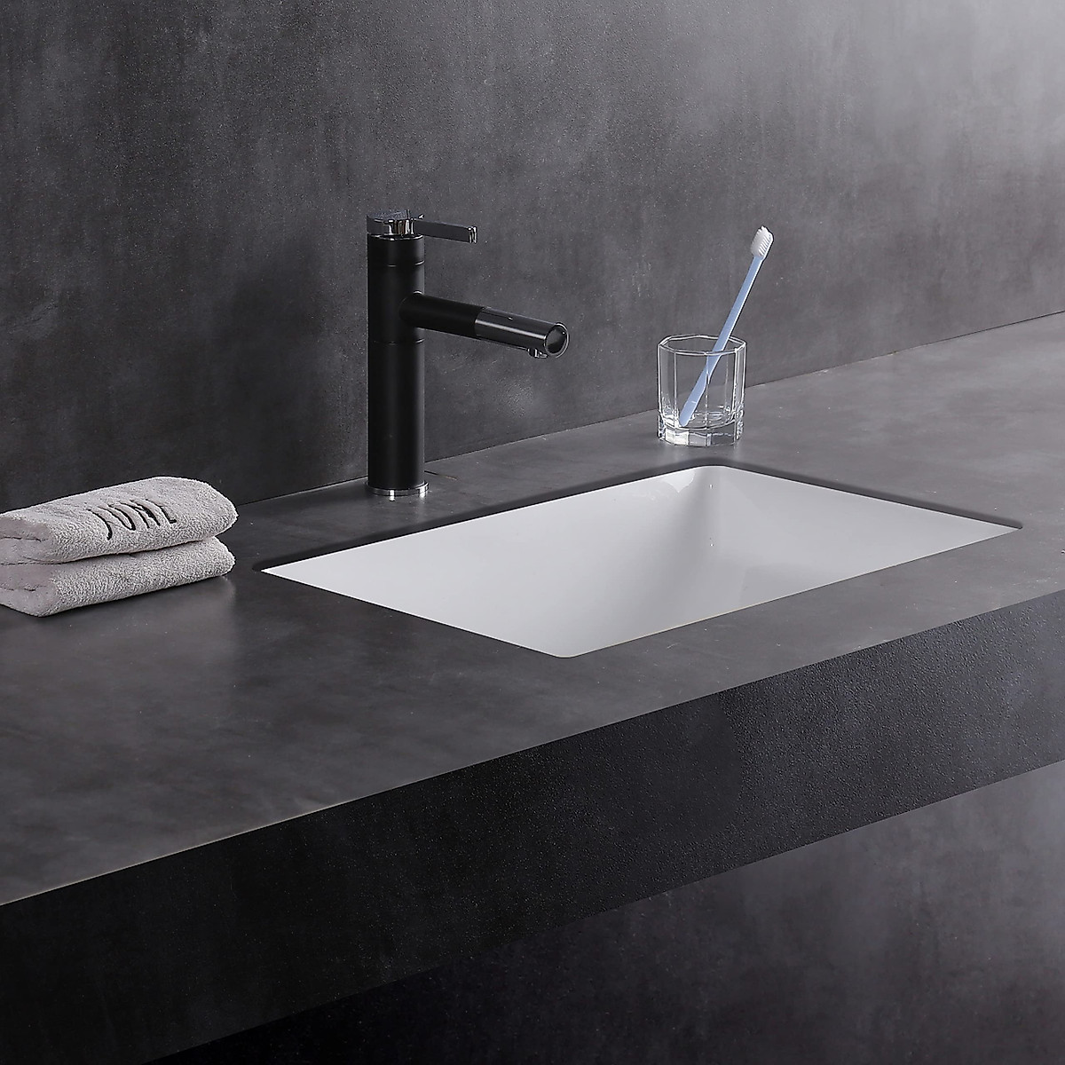 MEJE #202H -18 Inch Vessel Sink Rectangle Undermount Bathroom Sink Lavatory Vanity Ceramic, White