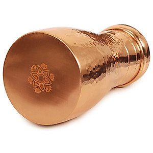 Pure Copper Hammered Design Pitchers And Bedside Carafes With Tumbler Water Bottle Storage With Lid