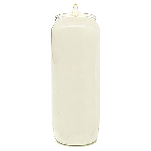 9 Day White Prayer Candles, 10 Pack - 7" Tall Pillar Candles for Religious, Memorial, Party Decor, Vigil and Emergency Use - Vegetable Oil Wax in Plastic Jar Container - by Hyoola