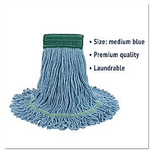 Boardwalk BWK502BLEA 5 in. Headband Super Loop Cotton/Synthetic Fiber Wet Mop Heads - Blue, Medium