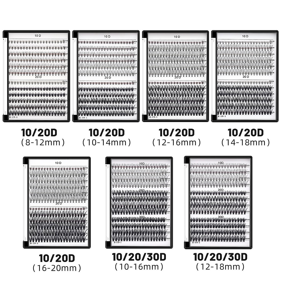 Bodermincer 10D 20D 240pcs Cluster Eyelash Extensions 8-9-10-11-12mm Mixed/ 10-11-12-13-14mm Mixed/12-13-14-15-16mm Mixed Eyelash Clusters Lash Extension Individual Lashes for Self Application