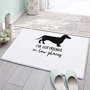 Bathroom Rugs Pet Dachshund Silhouette I've Got Friend in Low Places Indoor Doormat Bath Rugs Non Slip, Washable Cover Floor Rug Absorbent Carpets Floor Mat Home Decor for Kitchen (16x24)