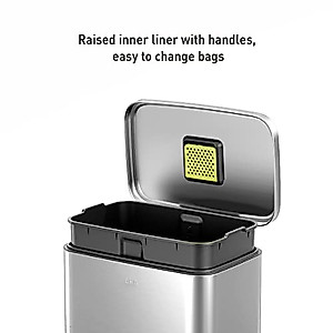 EKO Madison Brushed Stainless 50 Liter/13.2 Gallon Step Trash Can with Inner Liner - Fingerprint Resistant Finish