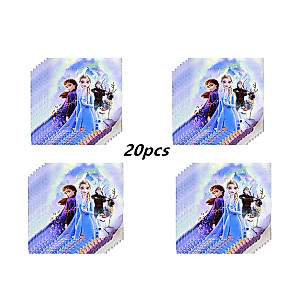 Frozen Birthday Party Supplies Set ，Frozen Party Decorations ，Frozen Party Supplies | Set includes Banner, Tablecloth, Cake Plates,follow balloons， Napkins, tattoo stickers, Serves 20Guests