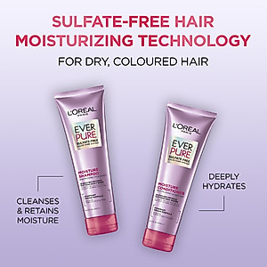 L’Oréal Paris Moisture Sulfate Free Shampoo, Hair Care for Color-Treated Hair with Rosemary Botanicals, EverPure, 8.5 Fl Oz