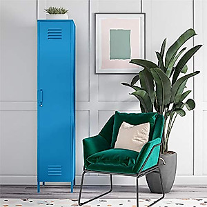 Novogratz Cache Single Metal Locker Storage, Blue Cabinet