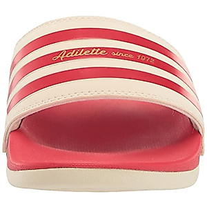 adidas Unisex Adilette Slides Sandal, Wonder White/Vivid Red/Gold Metallic, 13 US Women