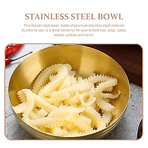Hemoton Stainless Steel Bowl Soup Insulated Bowl for Cereal Ice Cream Rice Noodles Salad Golden 8. 5cm